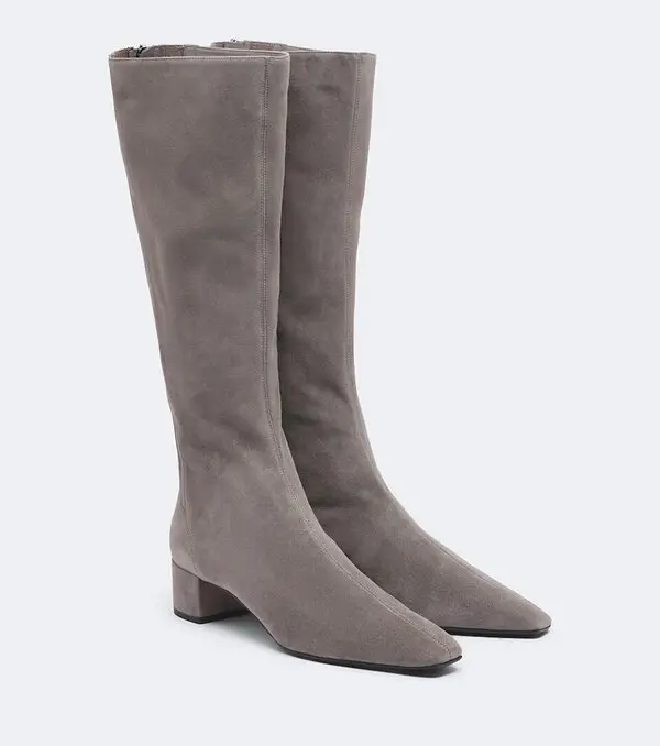 AQUAZZURA Saint Honoré Suede Knee-high Boots - Grey