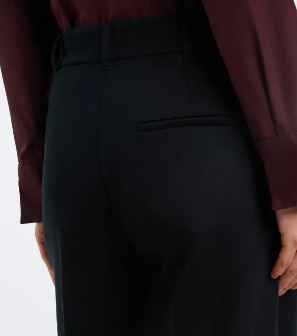Max Mara Wool And Cotton-blend Jersey Wide-leg Pants