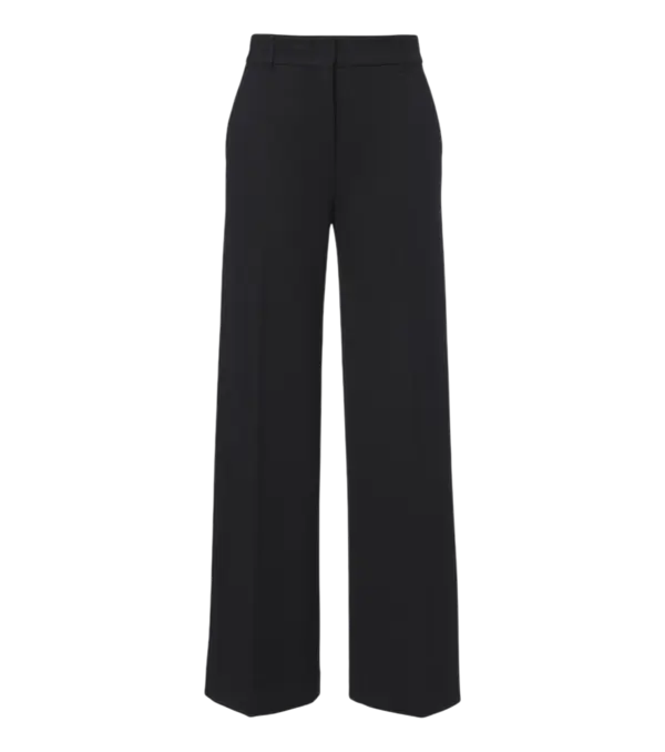 Max Mara Wool And Cotton-blend Jersey Wide-leg Pants - Black