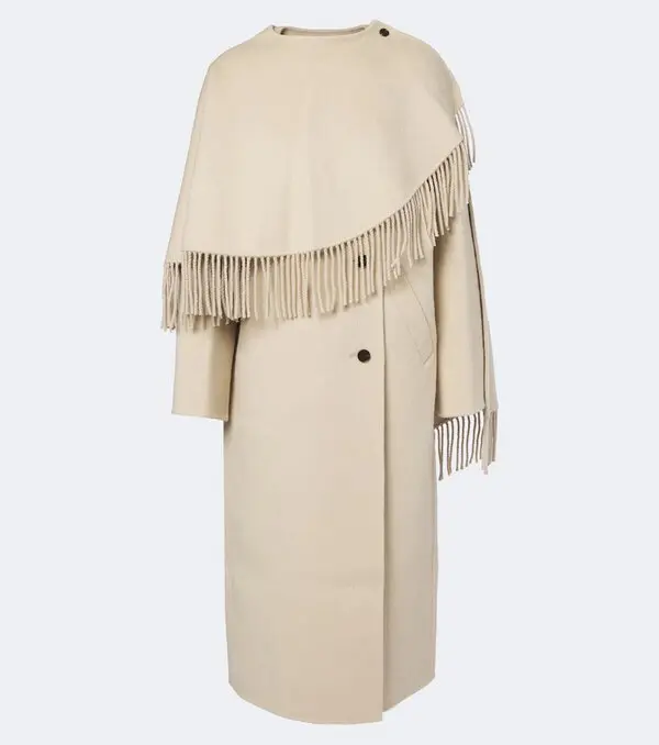 RÓHE Fringed Caped Alpaca And Wool Coat - Beige