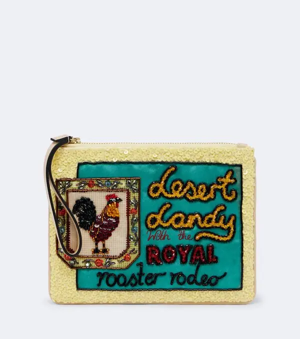 ALEMAIS Alémais Ace Rooster Embellished Pouch