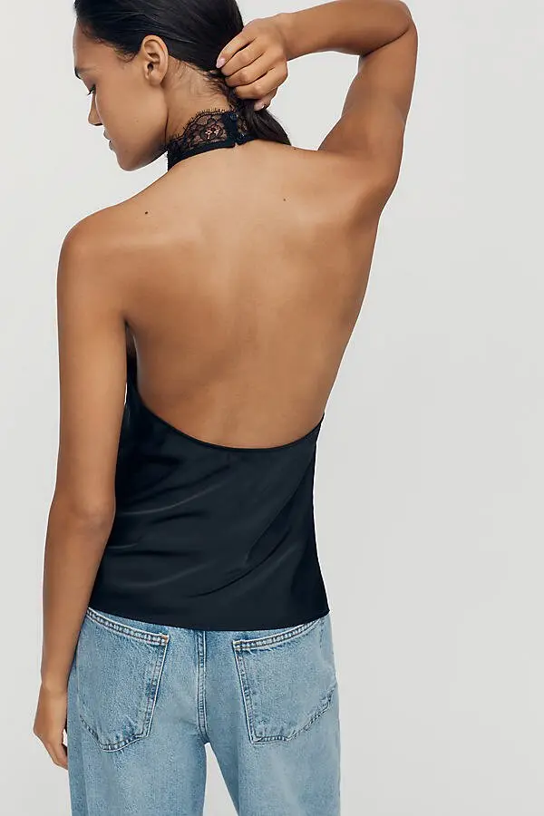 ELODIE Lden Lace-trim Halter Top