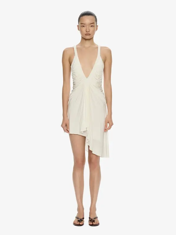 Christopher Esber Suspended Jersey Fluted Mini Dress - White