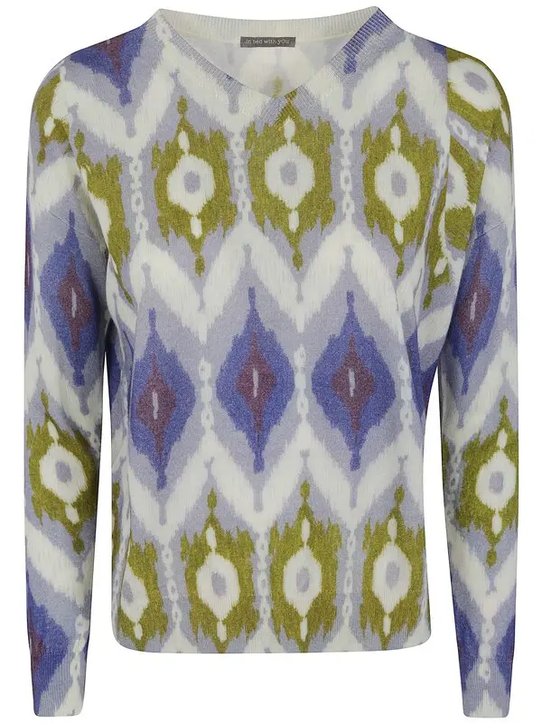 IN BED WITH YOU Sweater Color "batwing V Neck - Multi