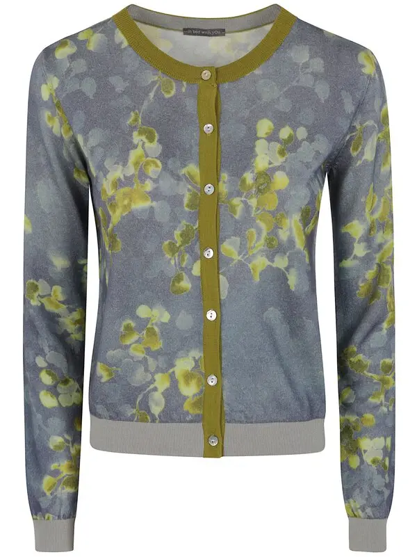IN BED WITH YOU Sweater Floral Print "korean Collar With Contrasting T