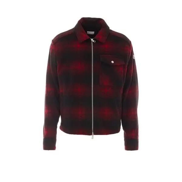 Moncler Checked Jersey Zip Jacket - Red