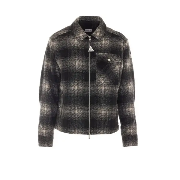 Moncler Checked Jersey Zip Jacket - Black