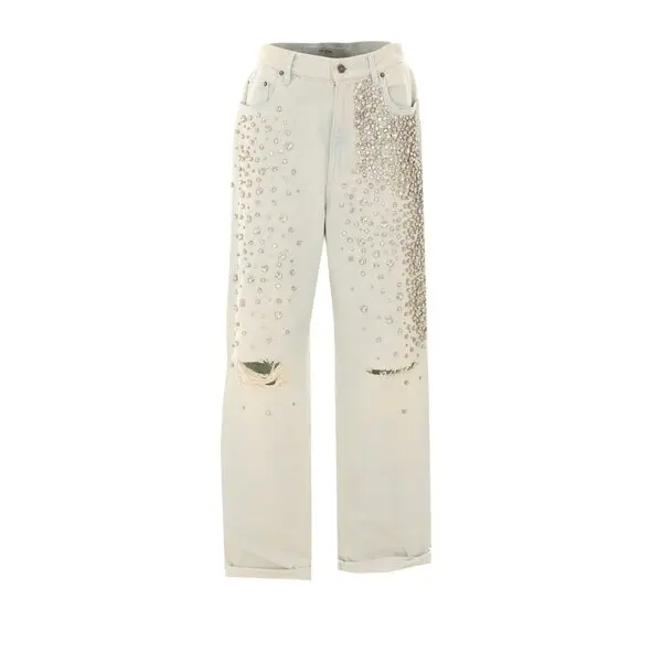 GOLDEN GOOSE Cabochon Crystals Wide Leg Jeans - Blue