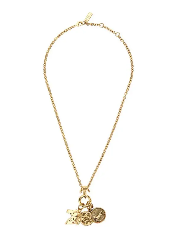 Chloé Necklace With Hook Closure And Three Charms With Brass Logo For