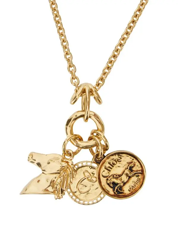 Chloé Brass Charm Necklace - Multicolor