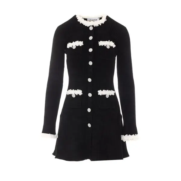 SELF-PORTRAIT Chenille Knit Mini Dress - Black