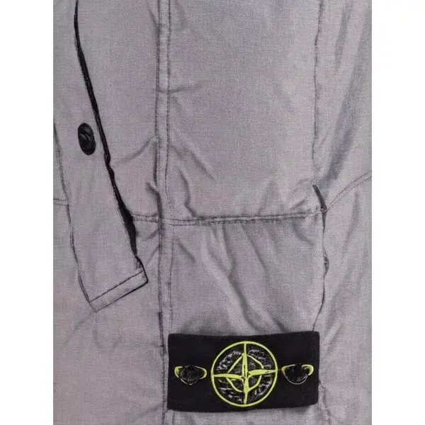 Stone Island Grey Crinkle Textured Stand Collar Puffer Waistcoat - Gray