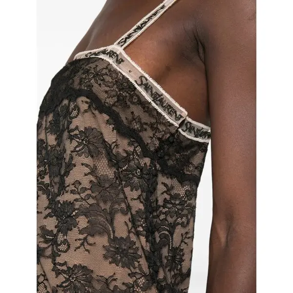 Saint Laurent Lace Overlay Cocktail Dress