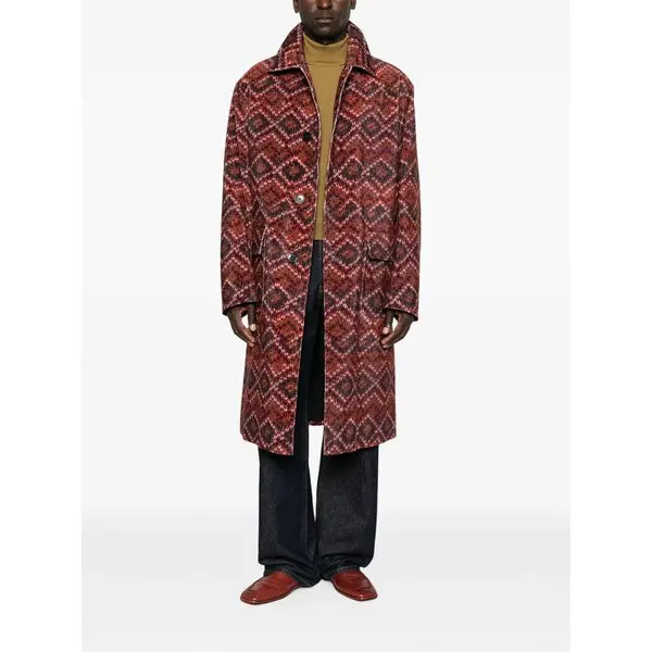Dries Van Noten Single-breasted Printed Corduroy Coat
