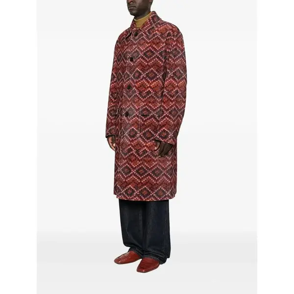Dries Van Noten Single-breasted Printed Corduroy Coat