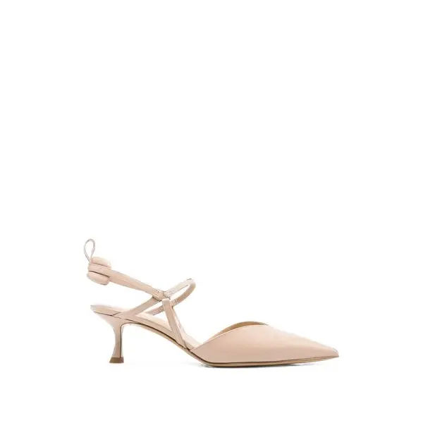 Fendi Patent Leather Pointed Toe Kitten Heel Slingback Shoes - Pink
