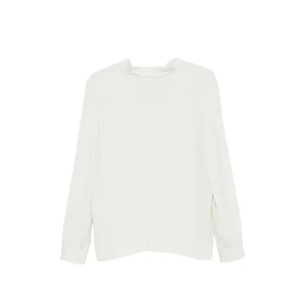 Giorgio Armani Silk High Neck Blouse - Cream