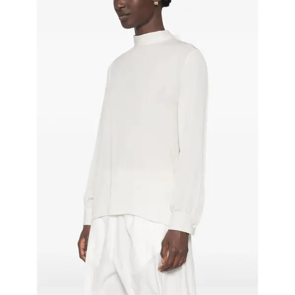Giorgio Armani Silk High Neck Blouse - Cream