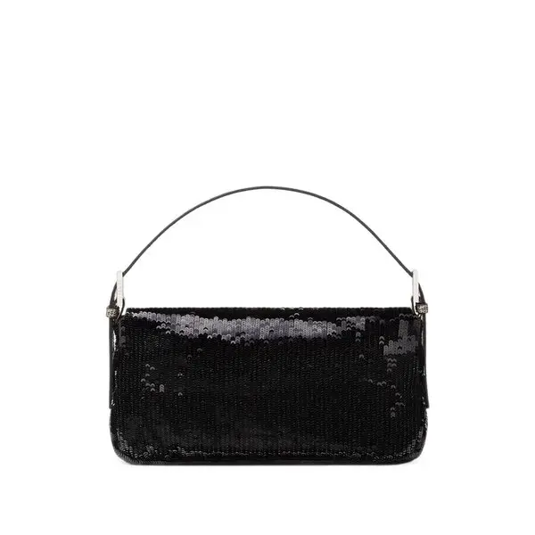 Fendi Sequin Shoulder Bag With Snakeskin-effect Trim - Black