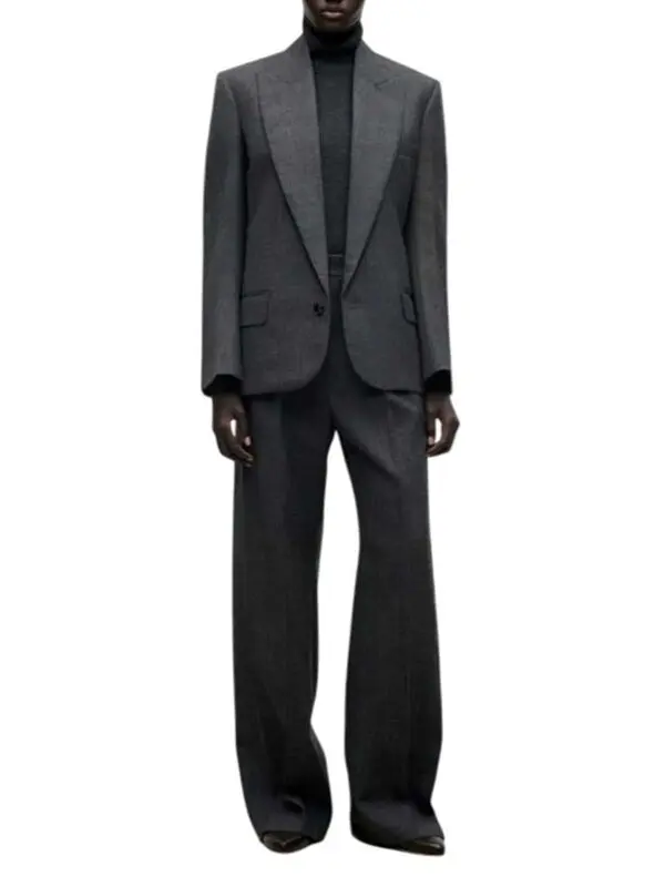 Victoria Beckham Roberta Jacket In Dark Grey Mélange - Gray