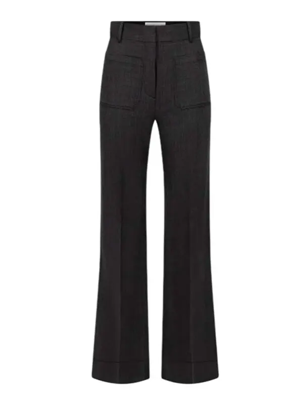 Victoria Beckham Alina Trousers In Dark Grey Mélange - Gray