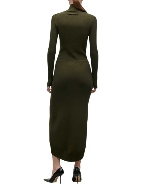 Victoria Beckham Ribbed Merino Wool Skirt - Green