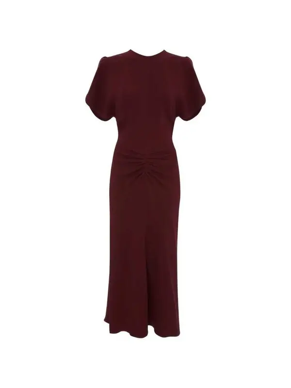 Victoria Beckham Bela Ruched Midi Dress - Red