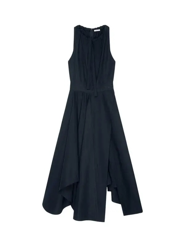Givenchy Asymmetric Poplin Maxi Dress With Bow - Blue