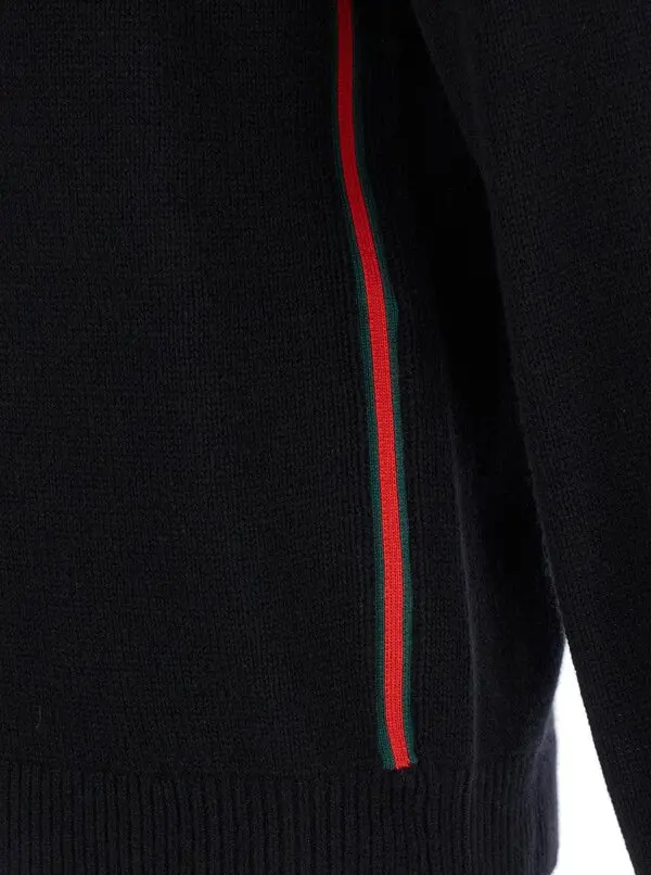 Gucci Cashmere Crewneck Sweater With Web Detail - Multicolor
