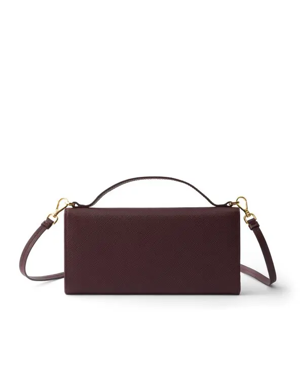 Prada Saffiano Leather Wallet With Shoulder Strap