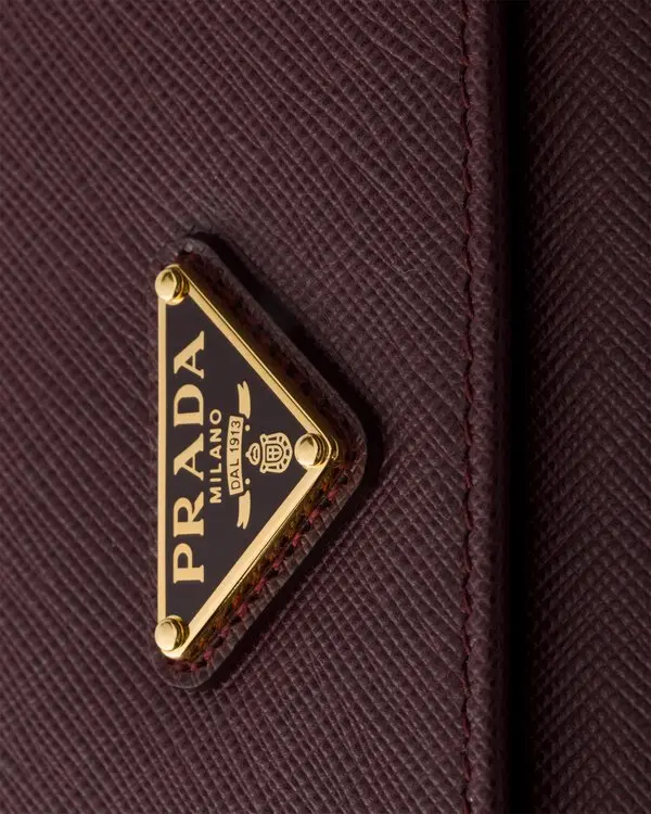 Prada Saffiano Leather Wallet With Shoulder Strap