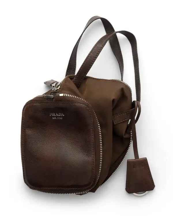 Prada Re-nylon And Leather Foldable Mini Duffel Bag