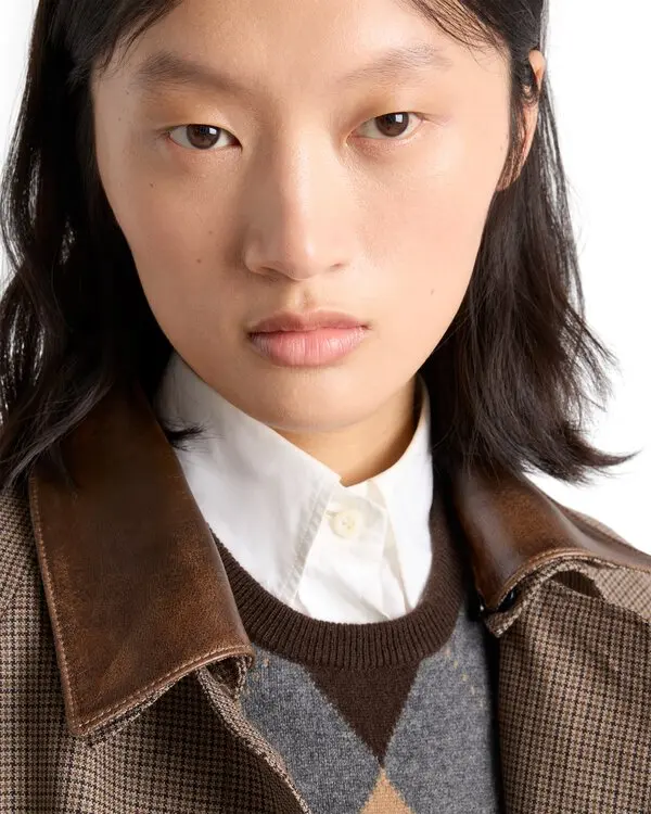 Prada Short-sleeved Argyle Cashmere Sweater