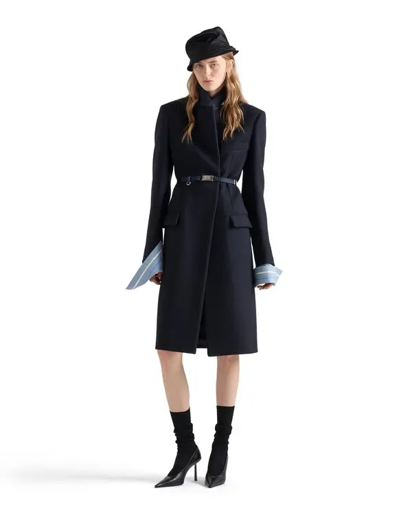 Prada Single-breasted Embroidered Double Wool Coat