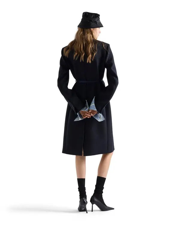Prada Single-breasted Embroidered Double Wool Coat