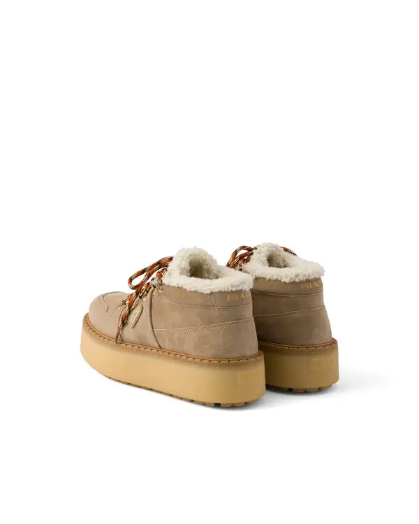 Prada Shearling-lined Suede Booties