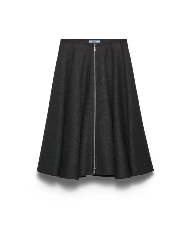 Prada Double Wool Midi-skirt - Grey