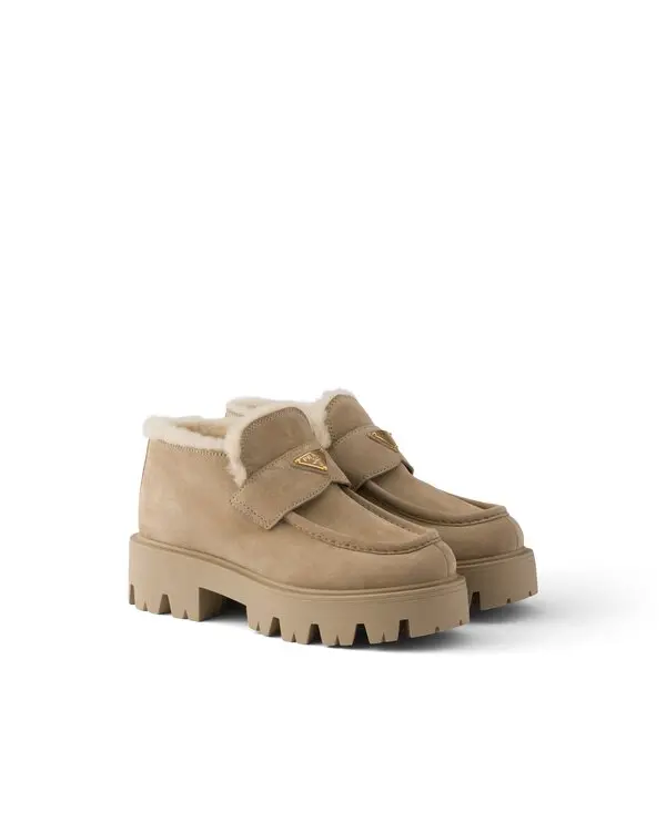 Prada Suede Loafers - Neutral