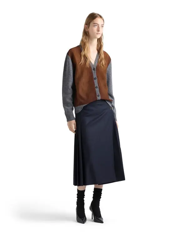 Prada Wool And Suede Cardigan
