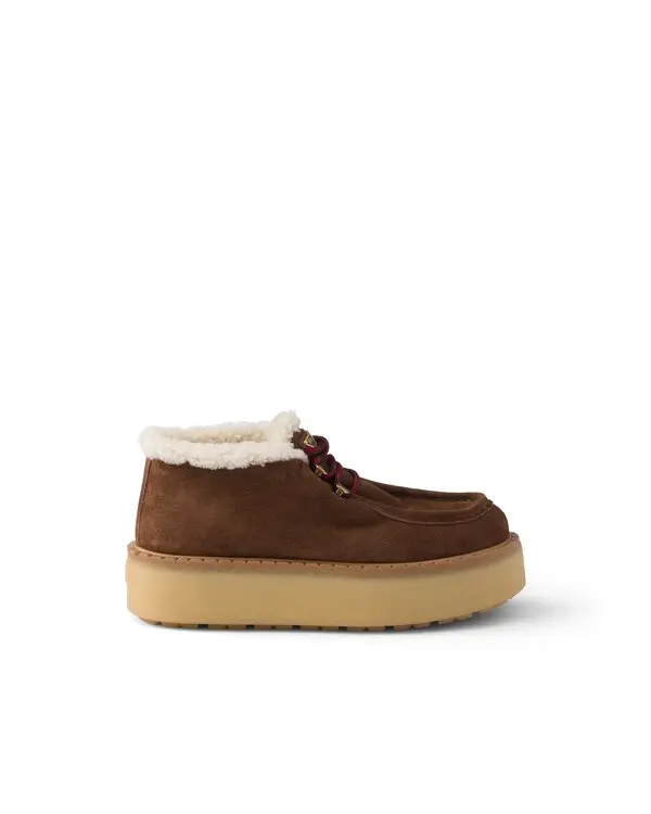 Prada Shearling Lined Suede Booties