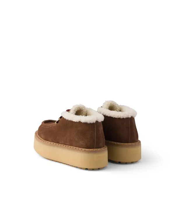 Prada Shearling Lined Suede Booties