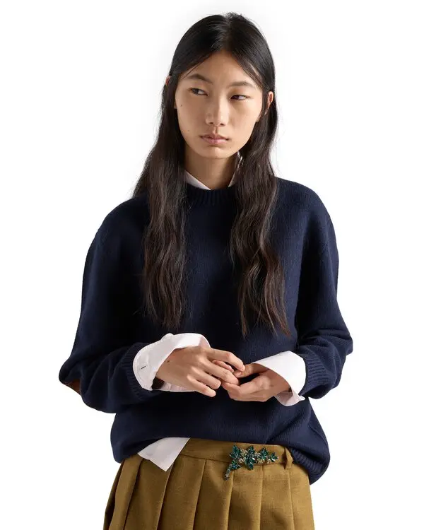 Prada Wool And Suede Sweater