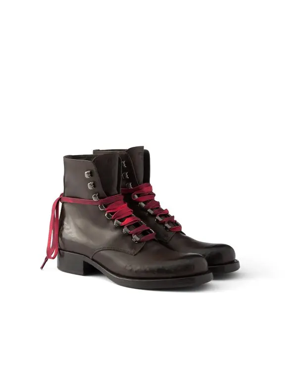 Prada Leather Laced Booties