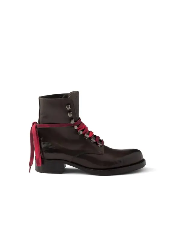 Prada Leather Laced Booties