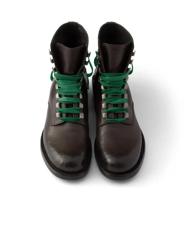 Prada Leather Laced Booties