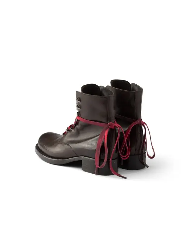 Prada Leather Laced Booties