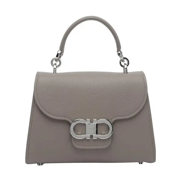 FERRAGAMO Top Handle Bag With Leather Strap - Gray
