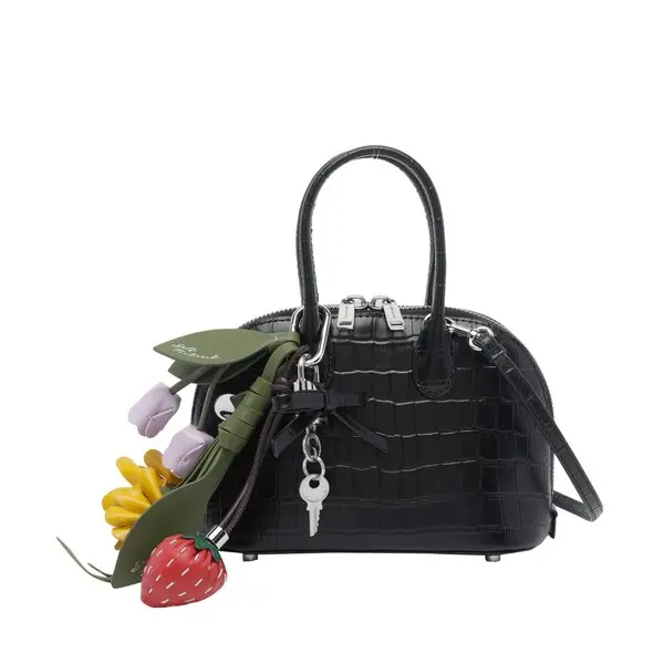 SELF-PORTRAIT Crocodile Print Toast Mini Handbag