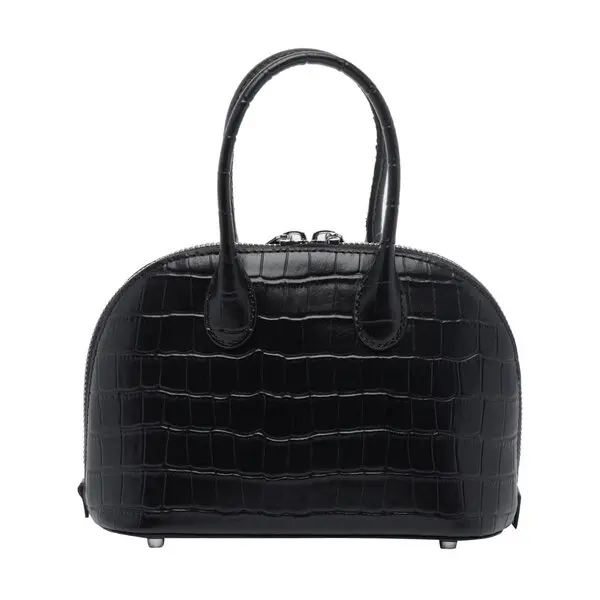 SELF-PORTRAIT Crocodile Effect Mini Handbag - Silver