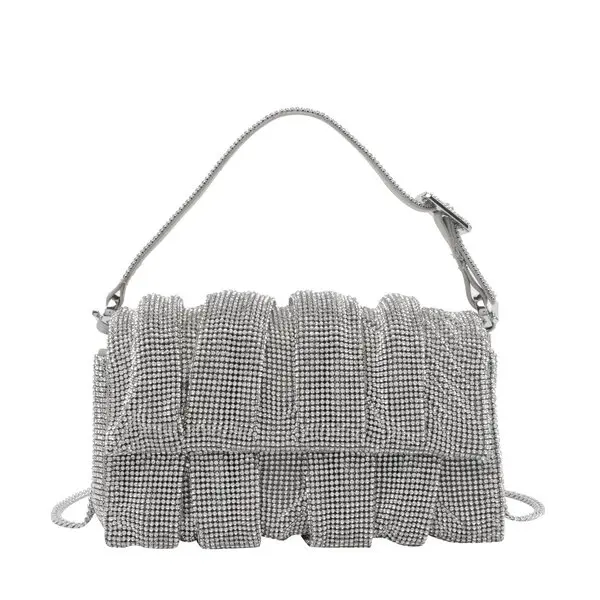 Benedetta Bruzziches Embellished Crystal Mesh Handbag - Silver